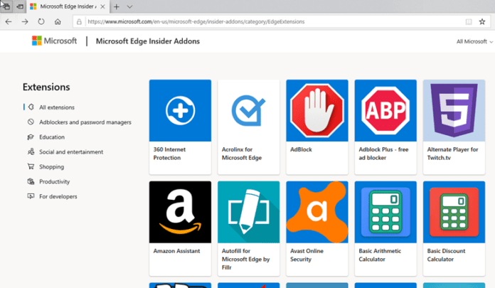 La tienda de extensiones del nuevo Microsoft Edge se deja ver ...
