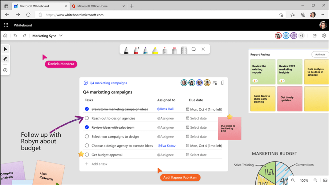 Los Componentes De Loop Llegan A Whiteboard Microsofters