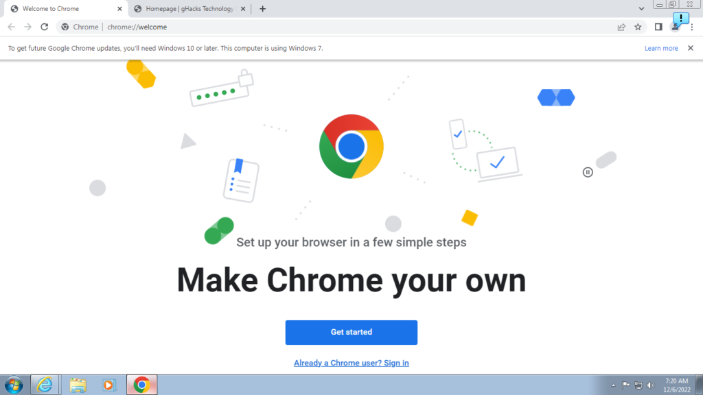 El aviso de Chrome y Microsoft Edge a los usuarios de Windows 7