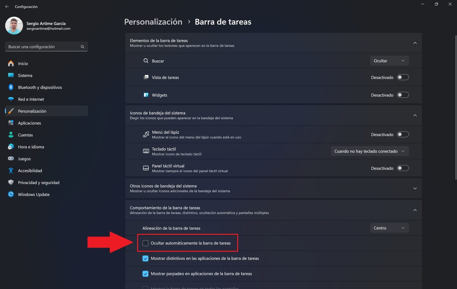 Cómo ocultar la barra de tareas en Windows 11 | Microsofters