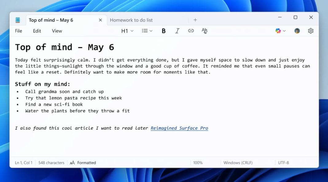 Microsoft actualiza el Bloc de notas de Windows | Microsofters