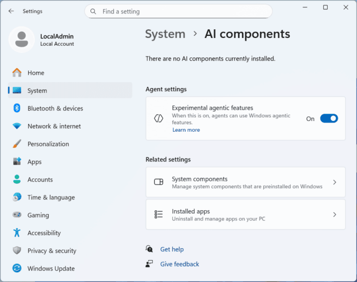 Windows 11 activa las “experimental agentic features”, que son ...